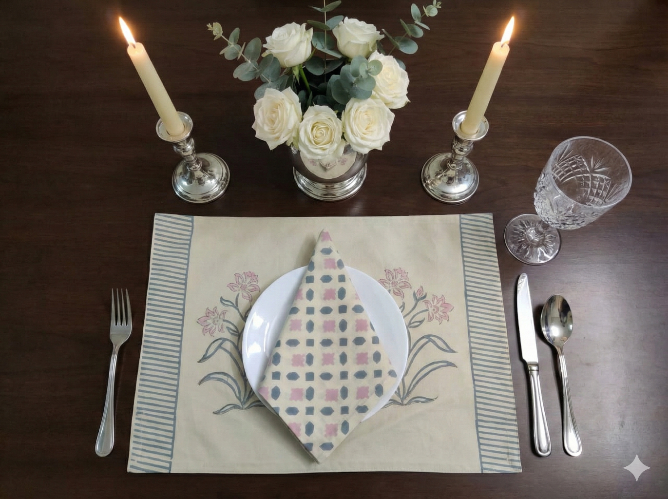 Table Etiquette - Hand Blocked Table Mats and Napkins Set – Elite ...