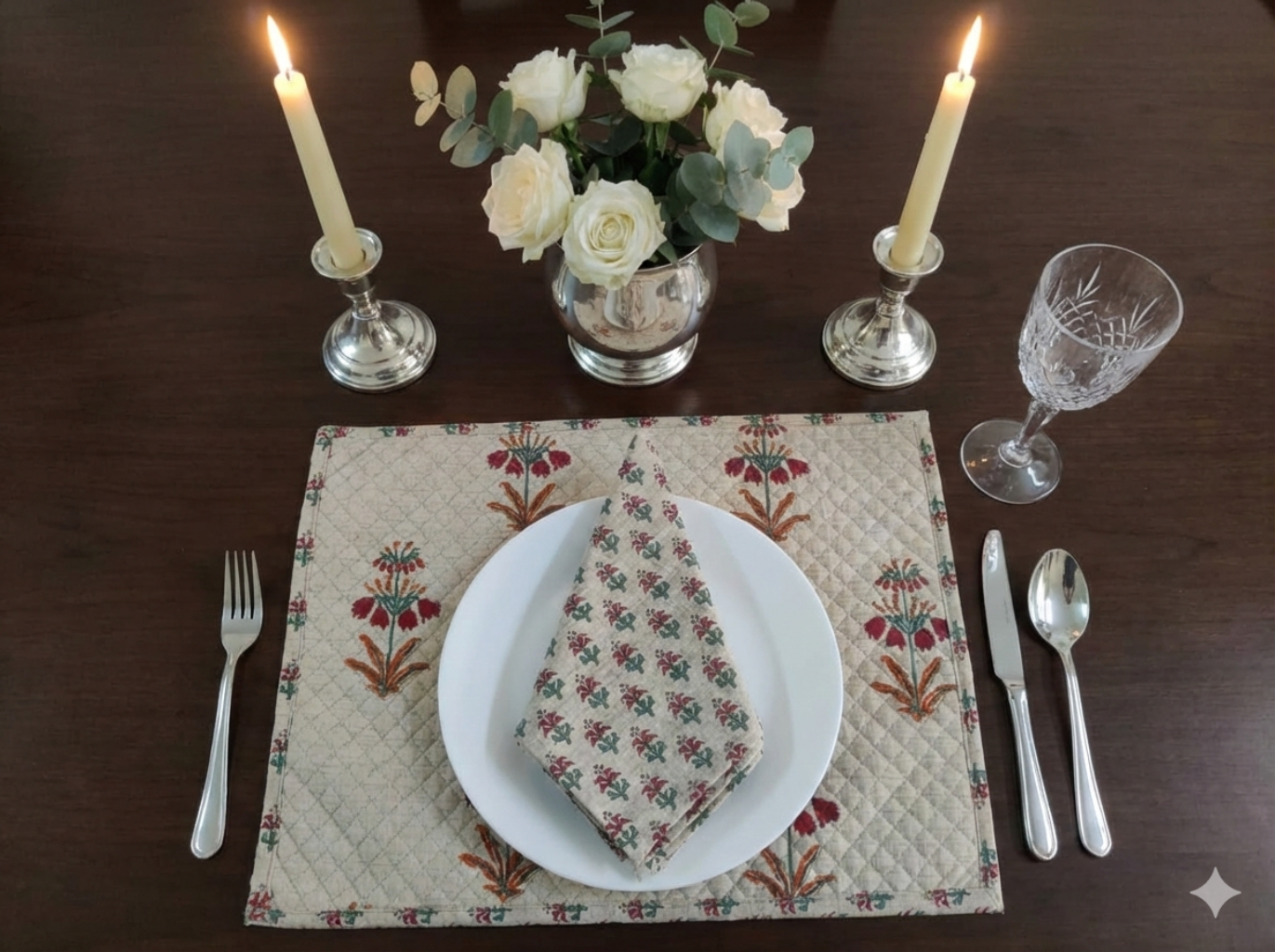 Ajrakh Love - Hand Blocked Quilted Table Mats and Napkins Set – Elite ...